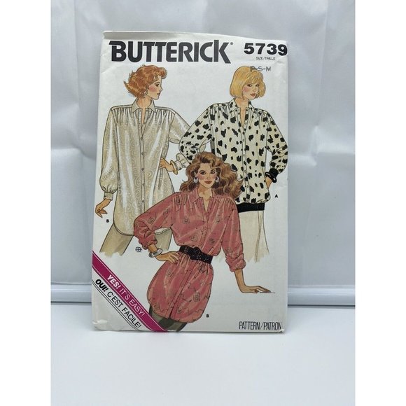 Butterick | Tops | Butterick Sewing Pattern 5739 Misses Loose Fitting ...